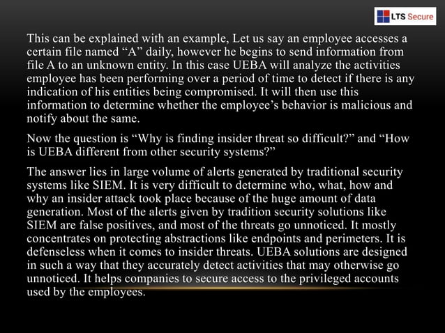 LTS Secure User Entity Behavior Analytics(UEBA) boon to Cyber Security ...