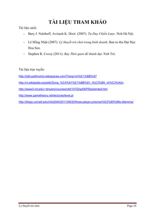 [Lý thuyết trò chơi] Trò chơi kinh doanh (Game XY) | PDF