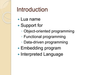 Lua Study Share | PPTX