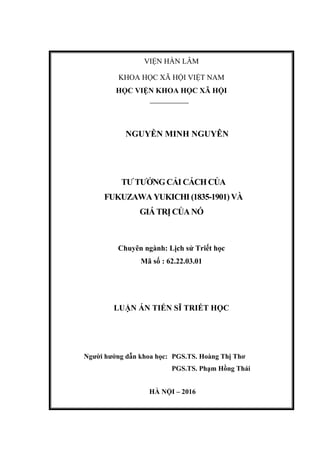 Luận án: Tư tưởng cải cách của Fukuzawa Yukichi (1835-1901) | PDF
