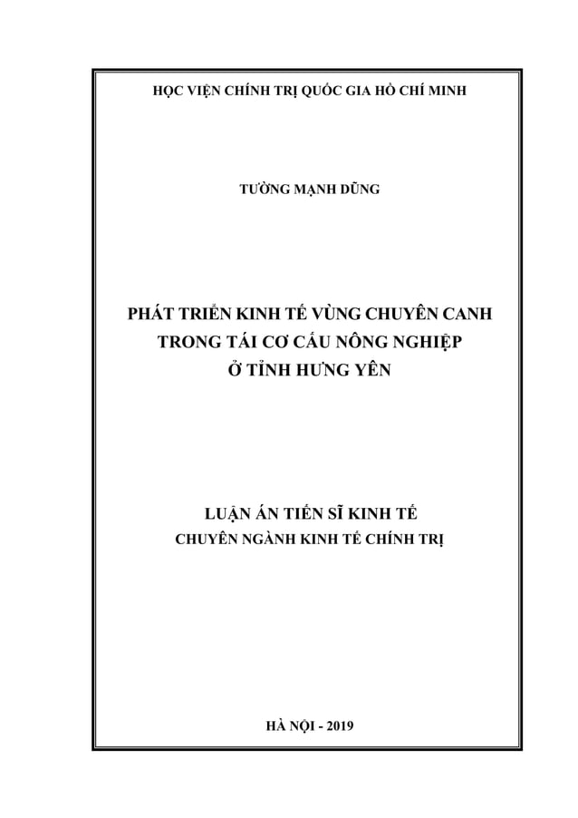 Phát triển kinh tế trong tái cơ cấu nông nghiệp tỉnh Hưng Yên, HAY - Gửi miễn phí qua zalo ...