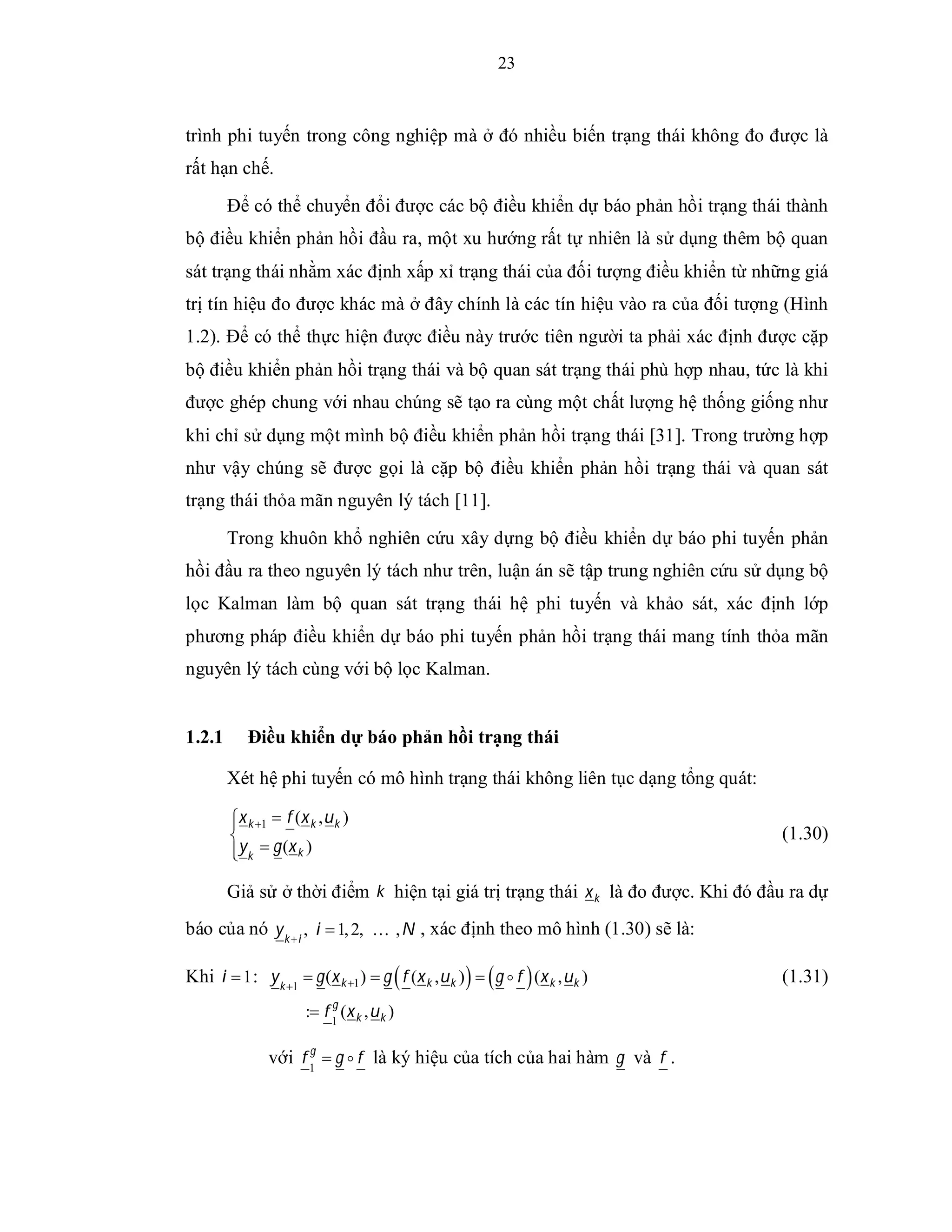 Luận án: Ứng dụng lọc Kalman trong điều khiển dự báo phi tuyến | PDF