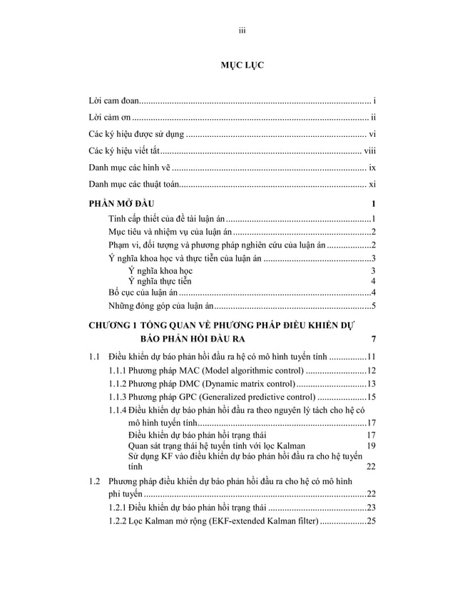 Luận án: Ứng dụng lọc Kalman trong điều khiển dự báo phi tuyến | PDF