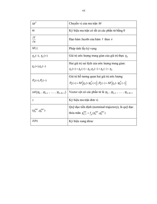 Luận án: Ứng dụng lọc Kalman trong điều khiển dự báo phi tuyến | PDF