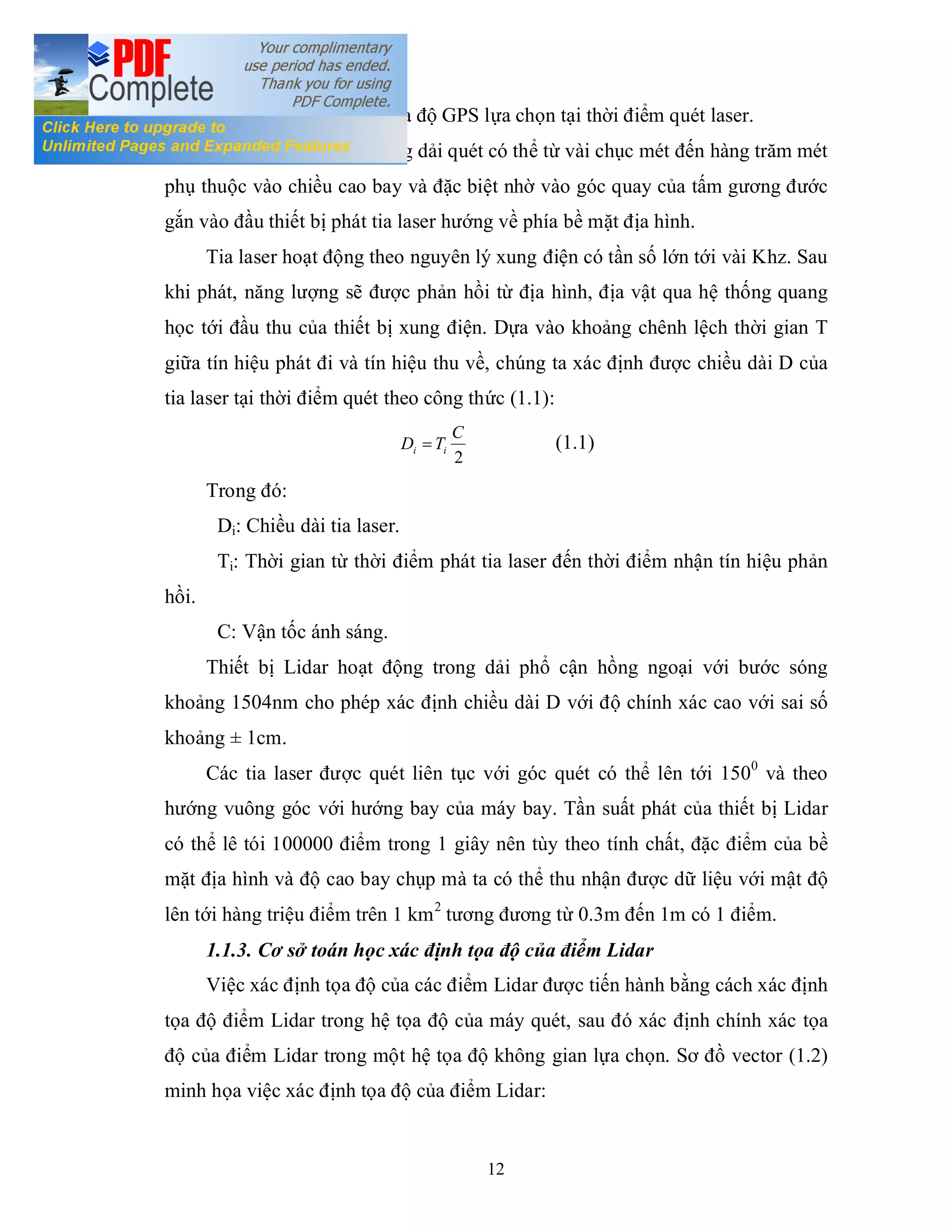 Đề tài: Ứng dụng công nghệ Lidar thành lập bản đồ 3D ở đô thị, 9đ | PDF