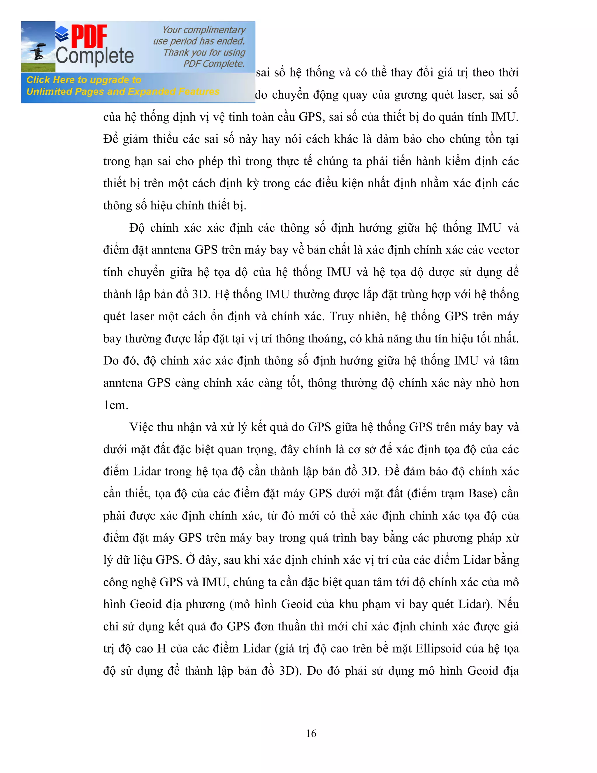 Đề tài: Ứng dụng công nghệ Lidar thành lập bản đồ 3D ở đô thị, 9đ | PDF
