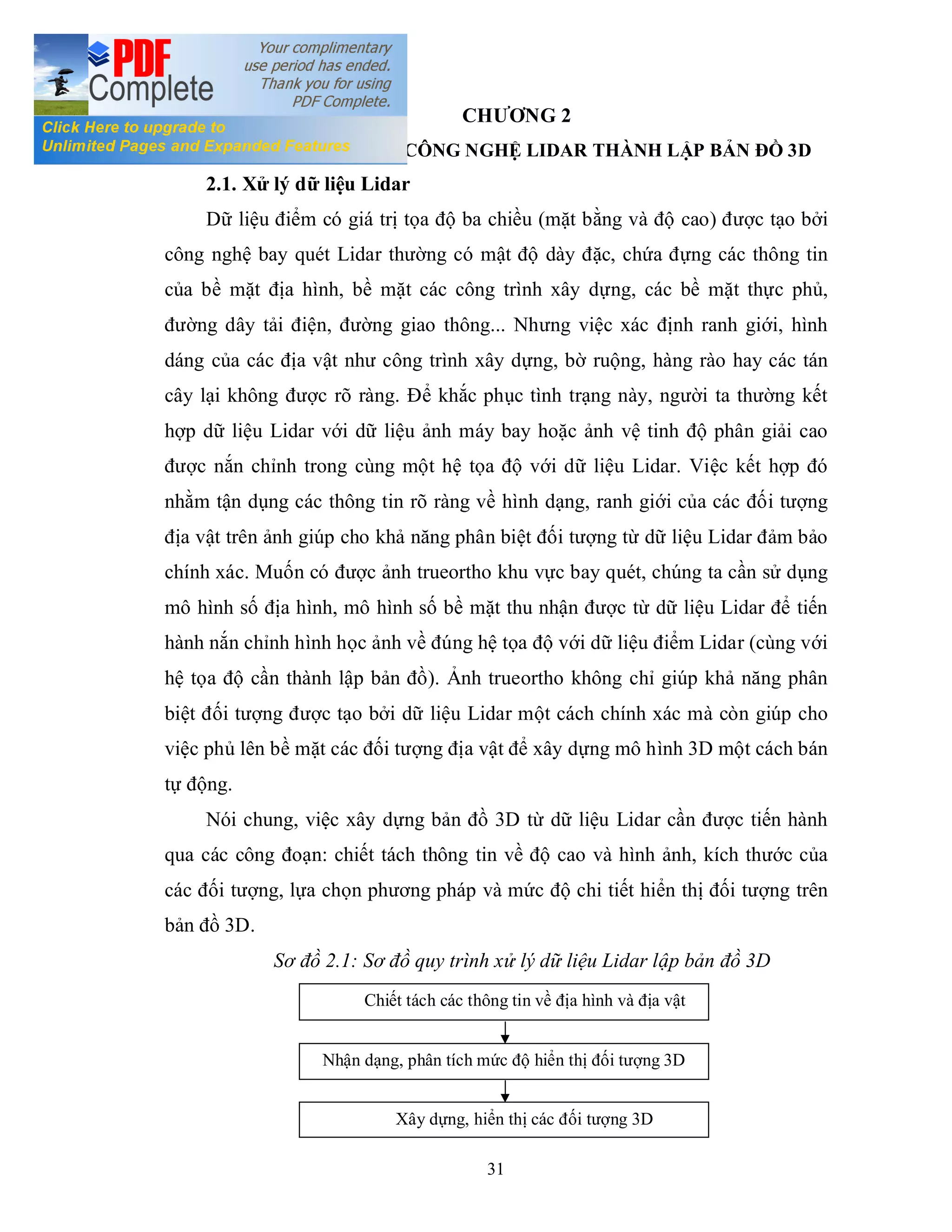 Đề tài: Ứng dụng công nghệ Lidar thành lập bản đồ 3D ở đô thị, 9đ | PDF