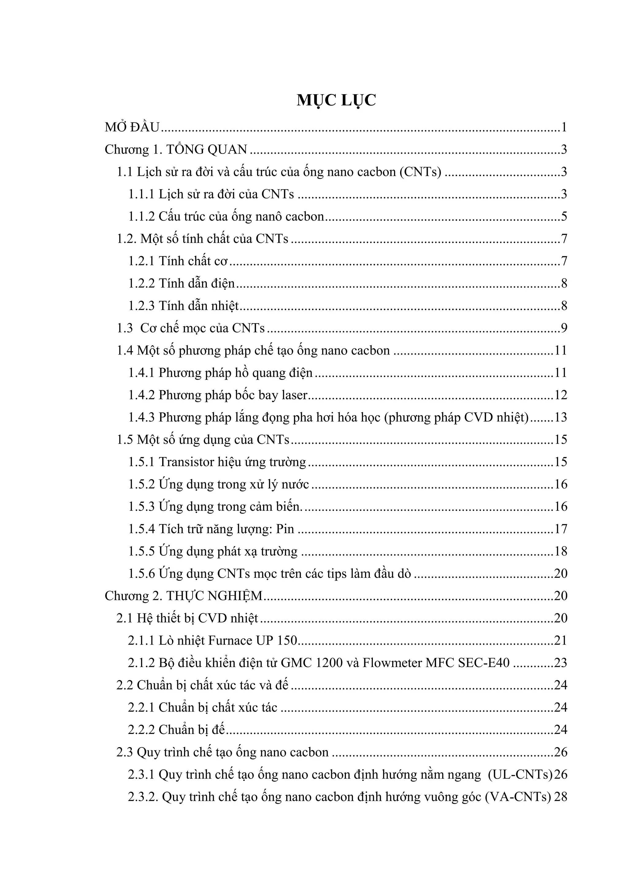 Công nghệ chế tạo, đặc trưng tính chất của ống nano cacbon, HAY | PDF