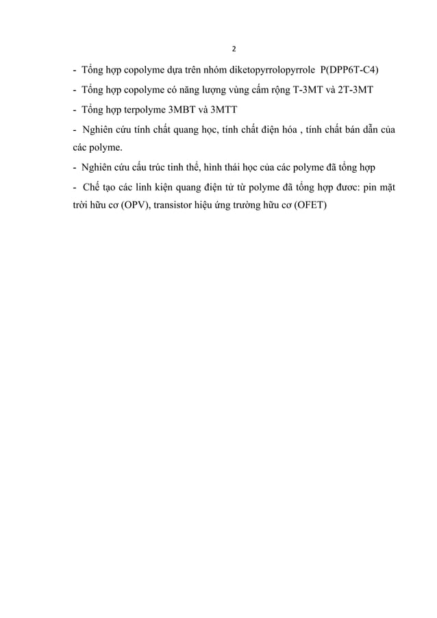 Nghiên cứu vật liệu bán dẫn hữu cơ ứng dụng trong quang điện tử - Gửi miễn phí qua zalo ...