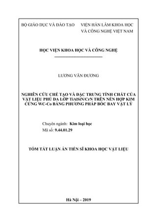 Tính chất của màng phủ nitrua trên nền hợp kim cứng WC-Co, HAY - Gửi ...