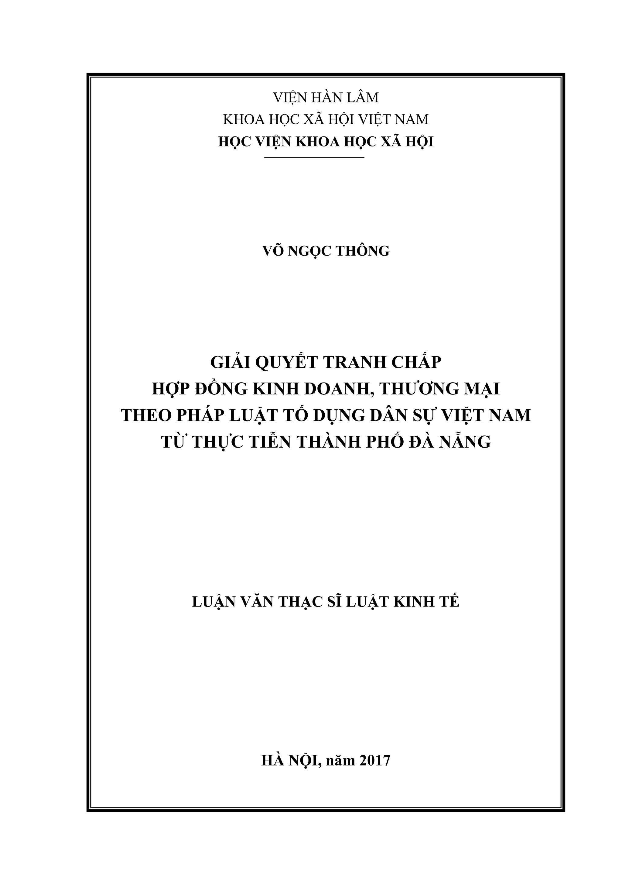 Luận văn: Giải quyết tranh chấp hợp đồng kinh doanh, thương mại | PDF