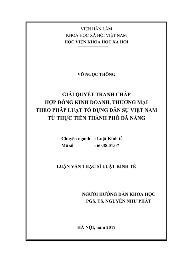 Luận văn: Giải quyết tranh chấp hợp đồng kinh doanh, thương mại | PDF