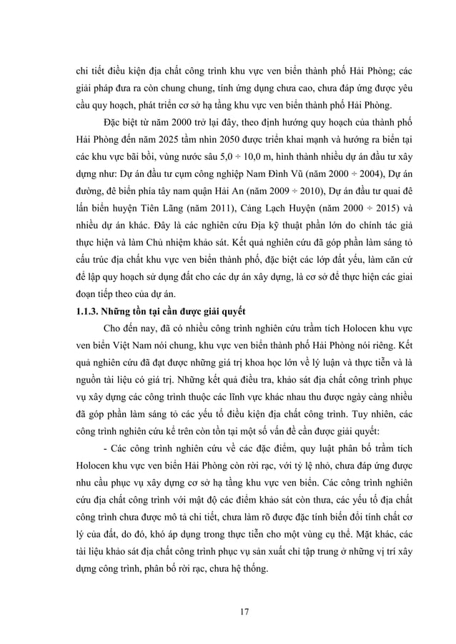 Quy luật phân bố các thành tạo trầm tích holocen tại Hải Phòng, HAY - Gửi miễn phí qua zalo ...