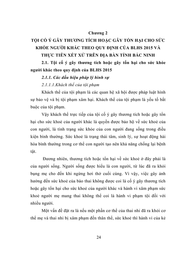 Luận văn: Tội cố ý gây thương tích theo pháp luật Việt Nam, 9đ | PDF