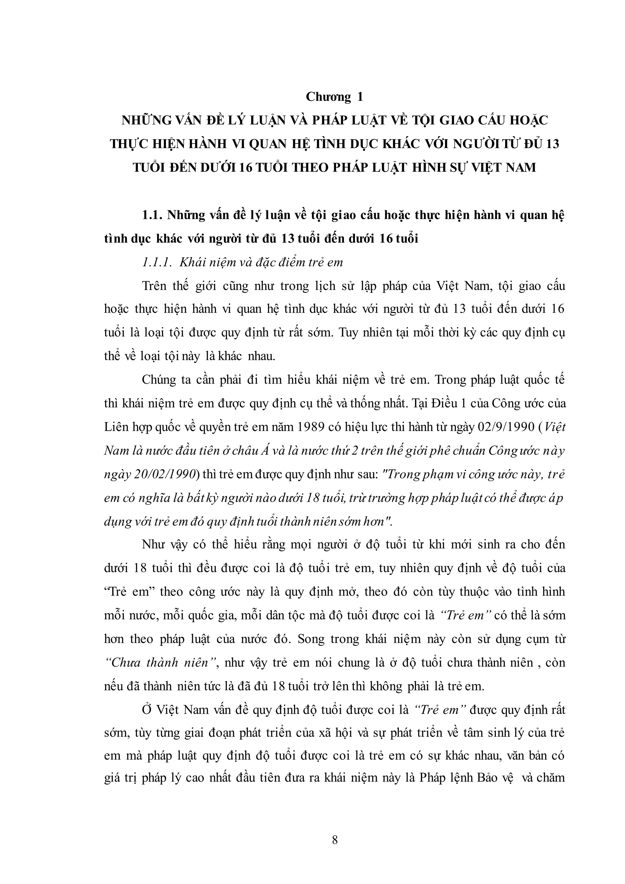 Luận văn: Tội giao cấu đối với người từ đủ 13 tuổi đến dưới 16 | PDF