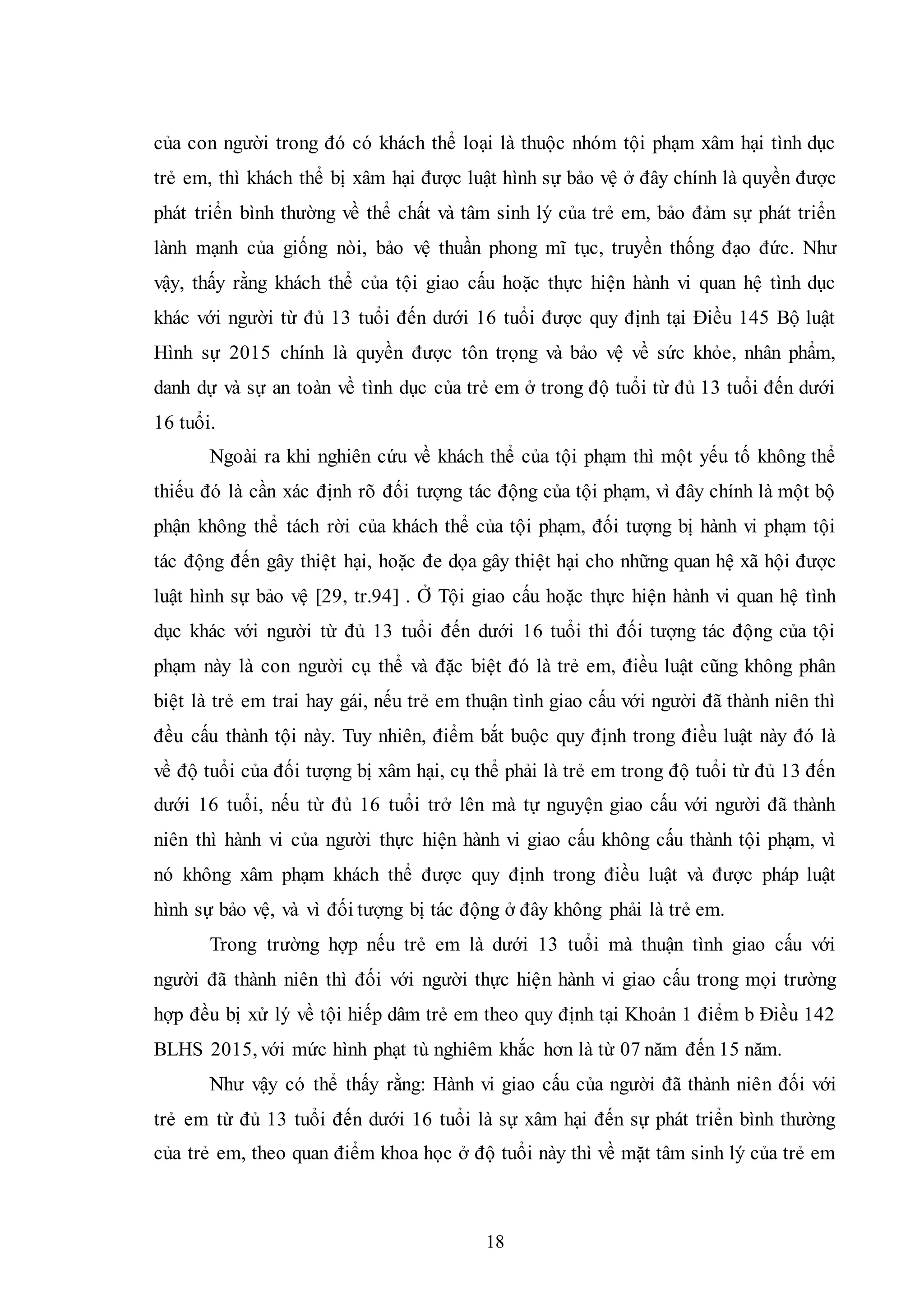 Luận văn: Tội giao cấu đối với người từ đủ 13 tuổi đến dưới 16 | PDF
