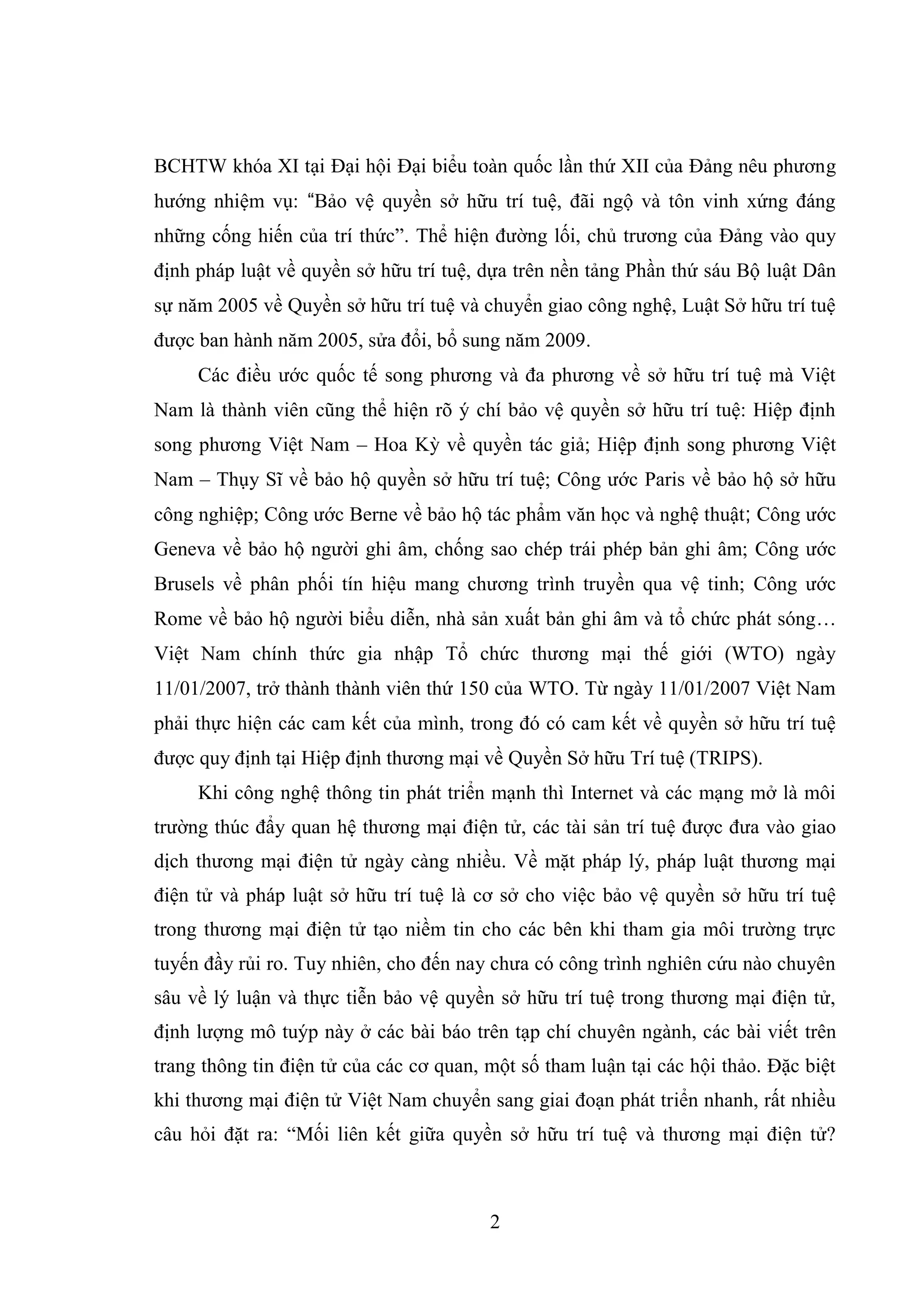 Luận văn: Bảo vệ quyền sở hữu trí tuệ trong thương mại điện tử | PDF