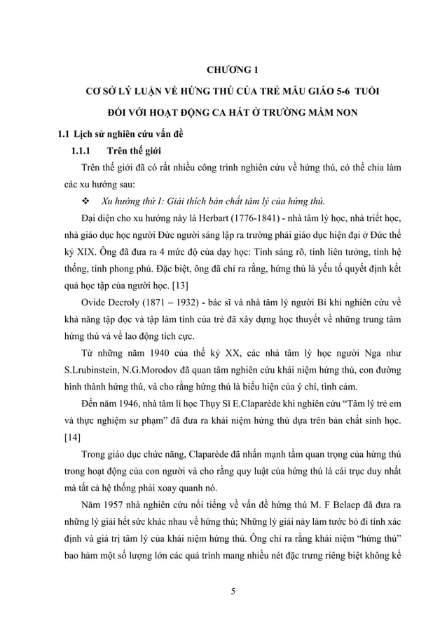 Đề tài: Thực trạng hứng thú của trẻ mẫu giáo với hoạt động ca hát | PDF