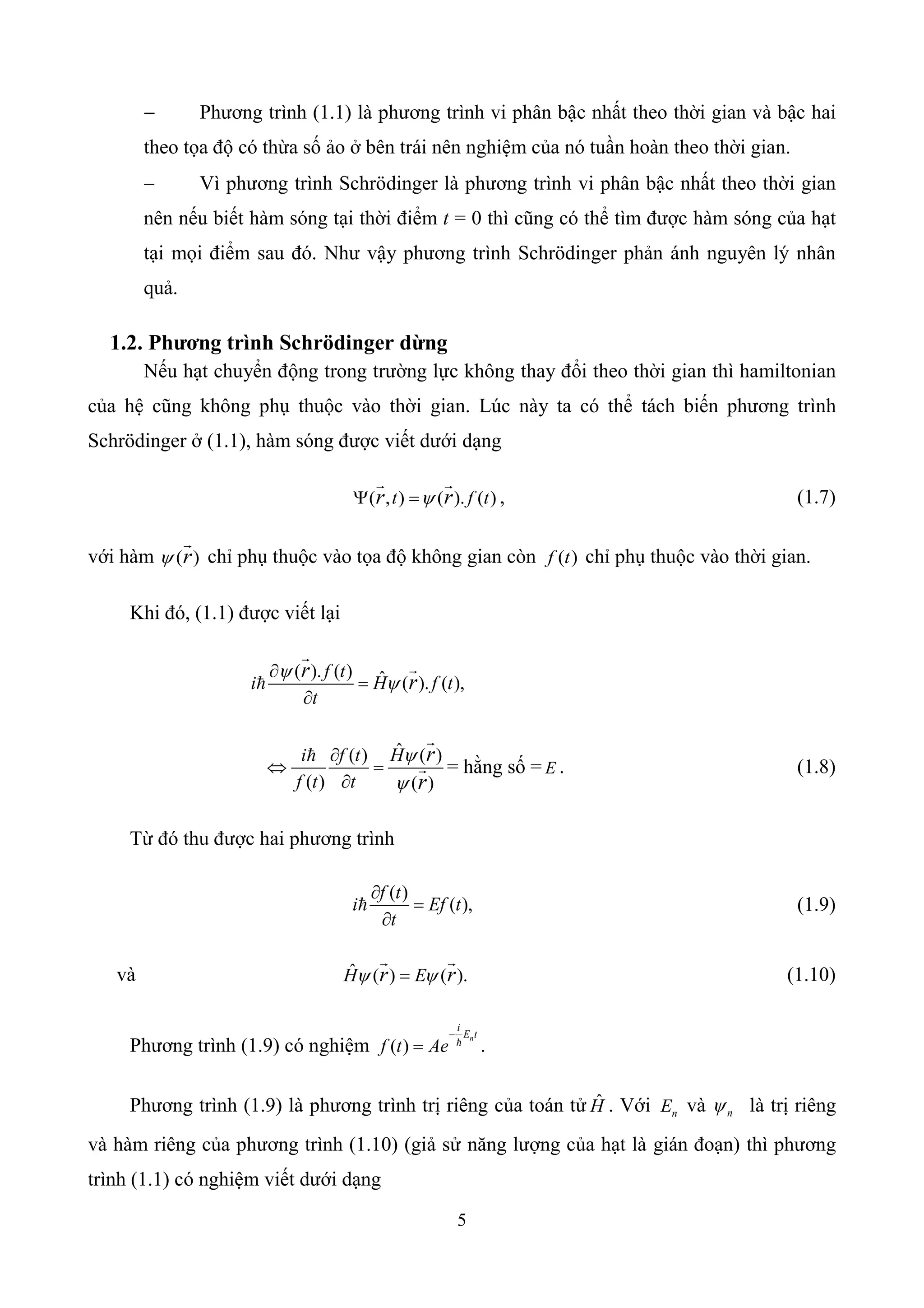 Đề tài: Giải phương trình schrödinger dừng bằng thời gian ảo, HAY | PDF