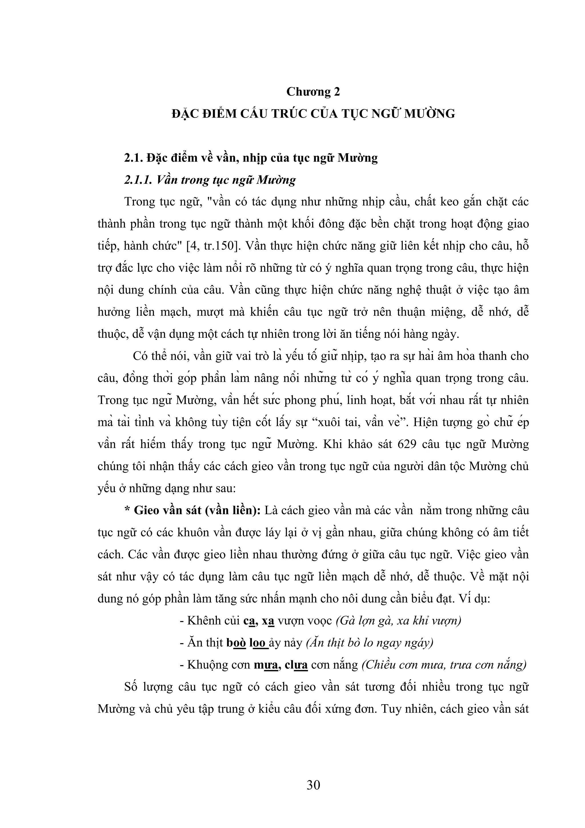Luận văn: Đặc điểm tục ngữ tiếng Mường, HAY, 9đ | PDF