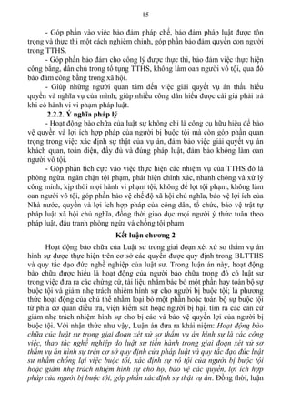 Đề tài: Hoạt động bào chữa của luật sư trong xét xử sơ thẩm, HOT | PDF