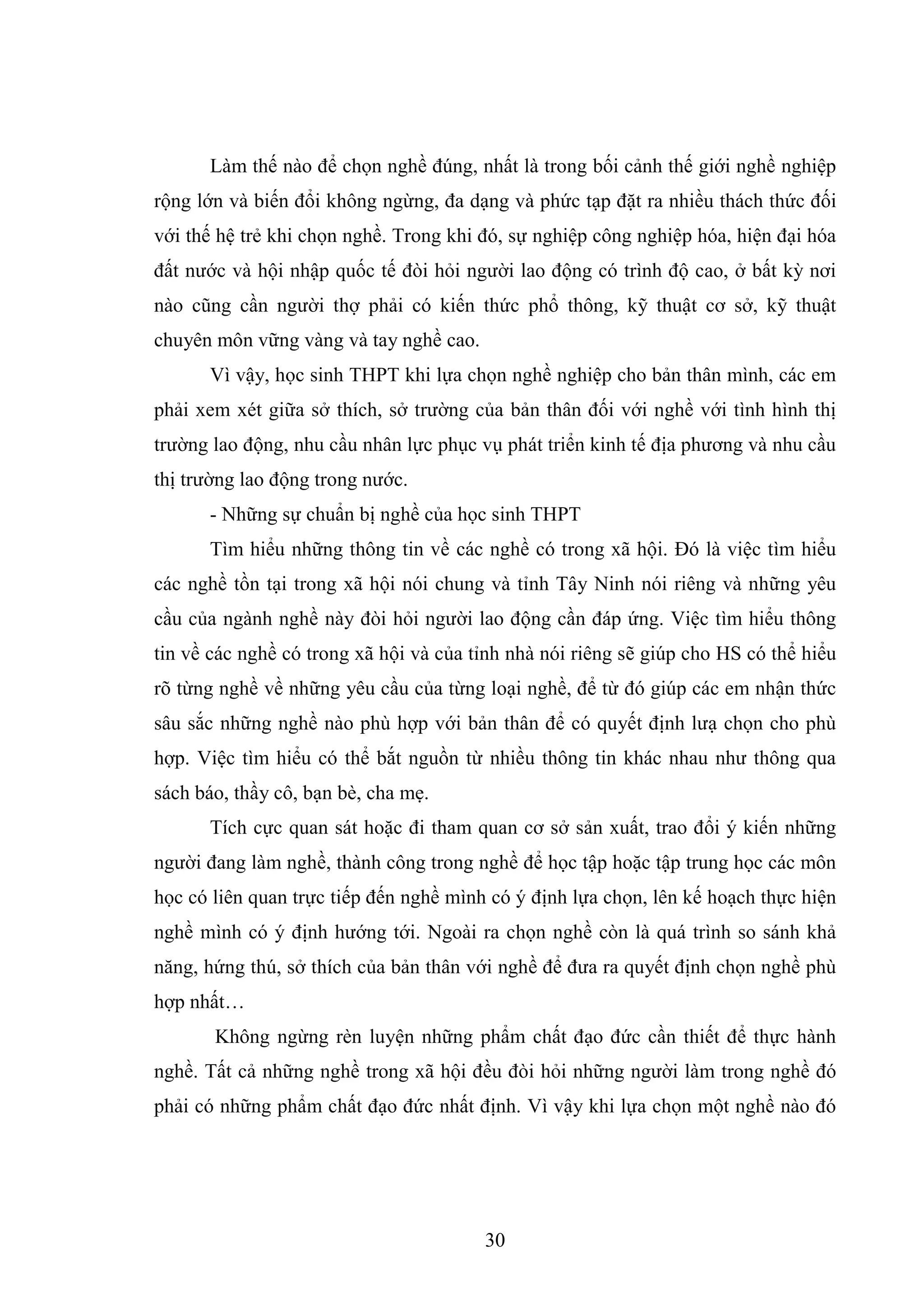Luận văn: Xu hướng chọn nghề của học sinh THPT tỉnh Tây Ninh | PDF