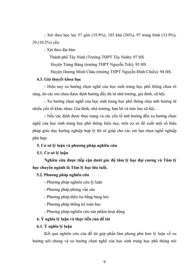 Luận văn: Xu hướng chọn nghề của học sinh THPT tỉnh Tây Ninh | PDF