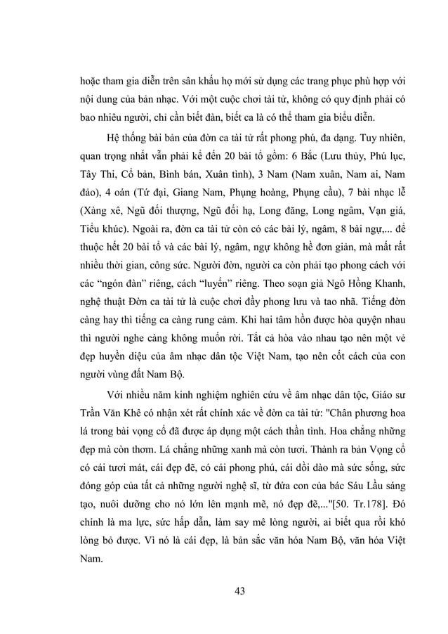 Luận văn: Bảo tồn và phát huy cái đẹp của nghệ thuật đờn ca tài tử | PDF