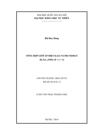 Luận văn: Tổng hợp gốm áp điện kali natri niobat, HAY, 9đ | PDF
