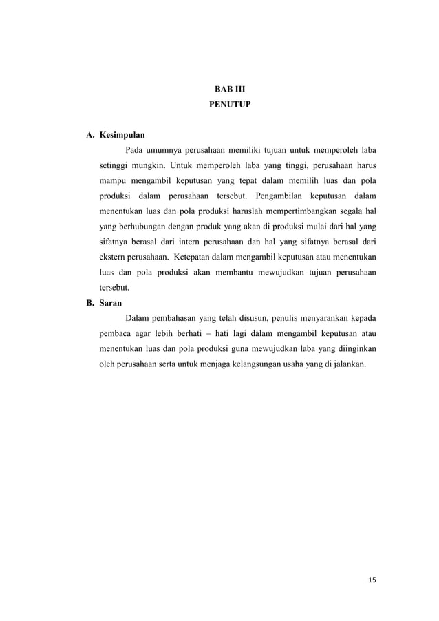 Luas dan pola produksi | DOCX