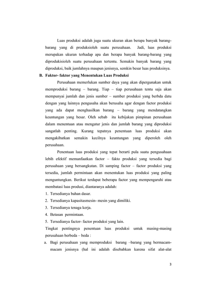 Luas dan pola produksi | DOCX