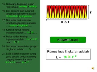 Luas lingkaran dengan pendekatan persegi panjang | PPT