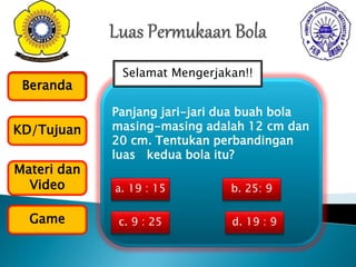 Ppt. Luas permukaan bola | PPTX