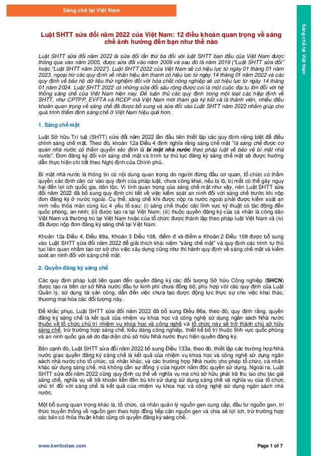 Luat SHTT sua doi nam 2022 cua Viet Nam 12 dieu khoan quan trong ve sang che anh huong den ban ...