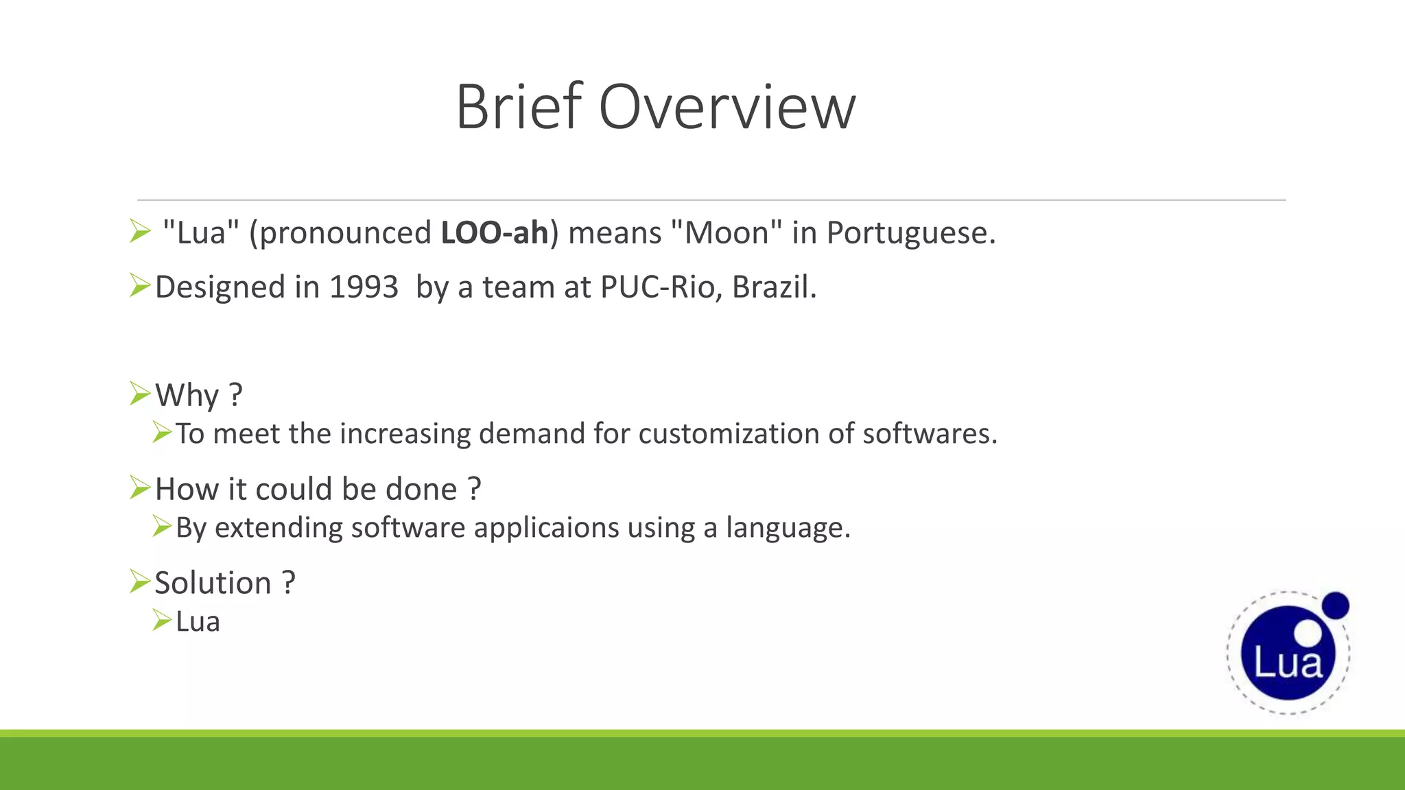 Lua Introduction | PPTX
