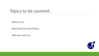 Lua Introduction | PPTX