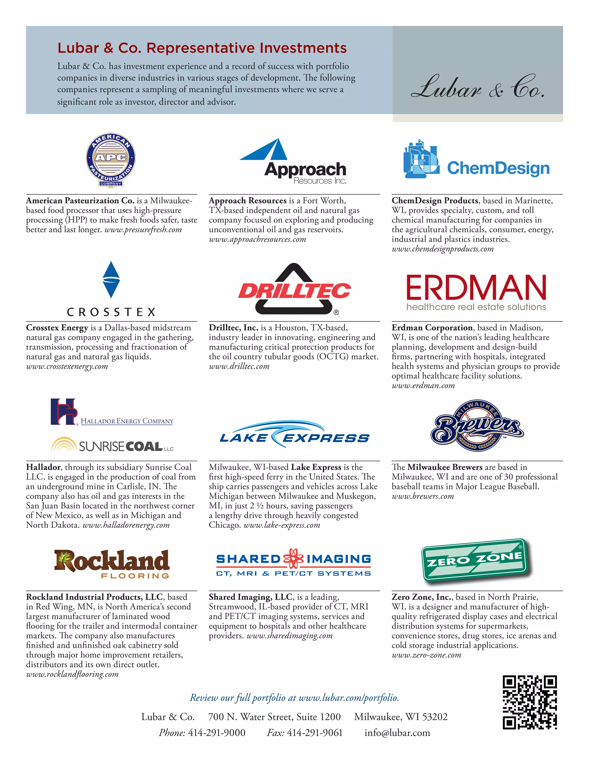 Lubar brochure 2013 | PDF