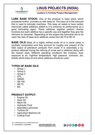 LUBRICANT OIL BLENDING PLANT & MACHINERY PDF | PDF
