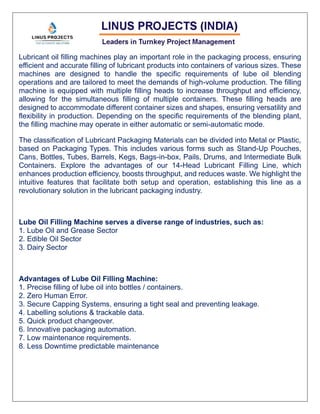 Automatic Lubricant Oil Filling Machines | PDF