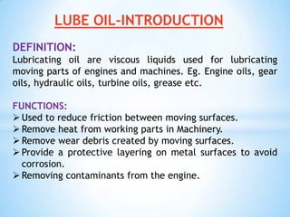 re-refining of used lube oil | PPTX