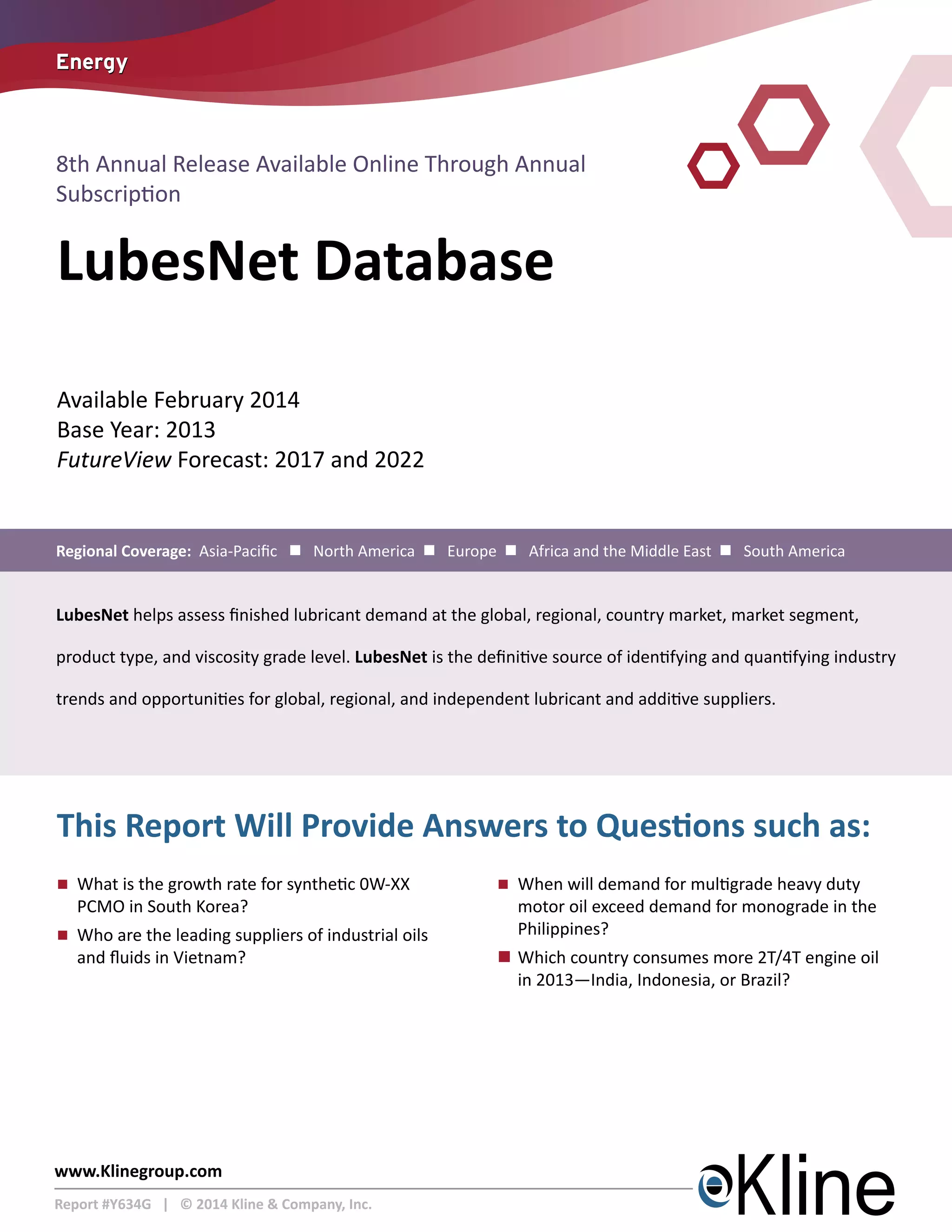 Kline's LubesNet Database is Now Available! | PDF