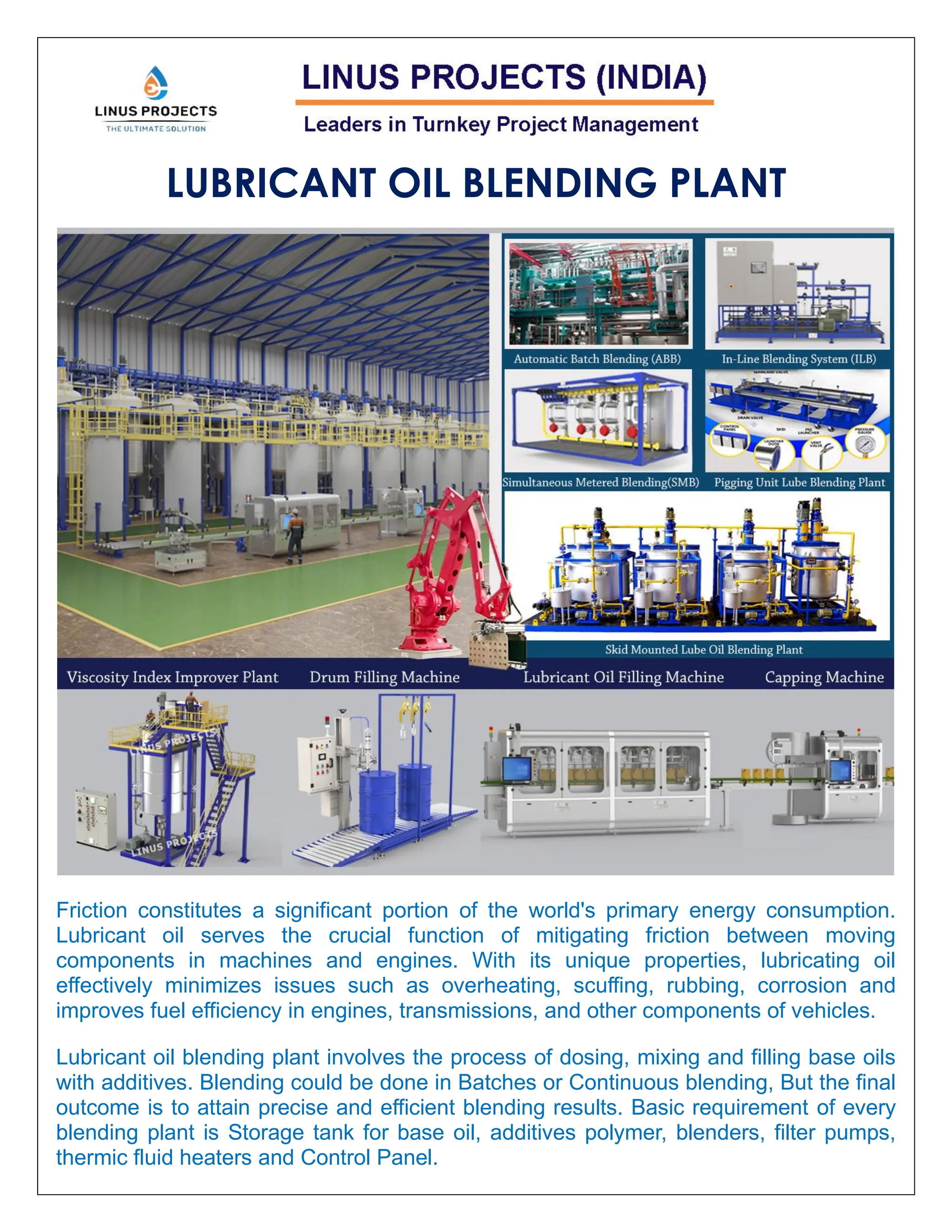 Lubricant Oil Blending Plant & Machinery | PDF