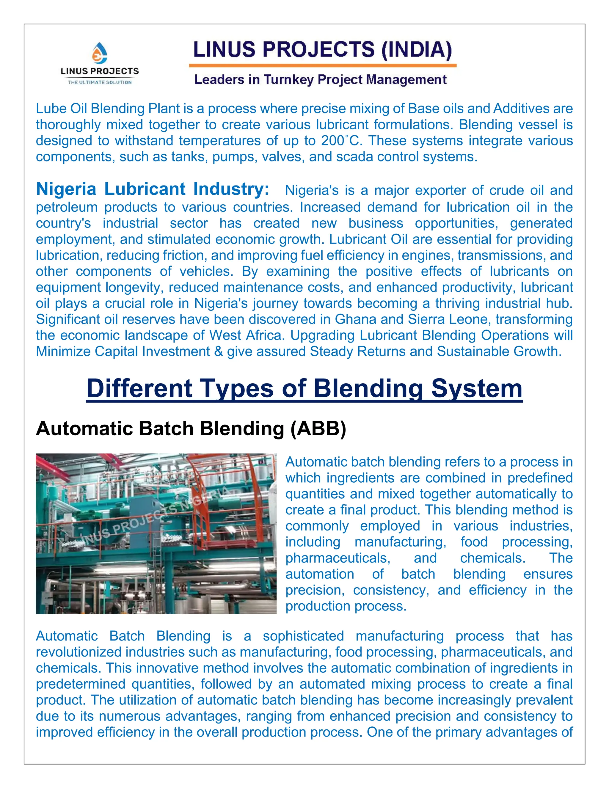 Lubricant Oil Blending Plant & Machinery | PDF