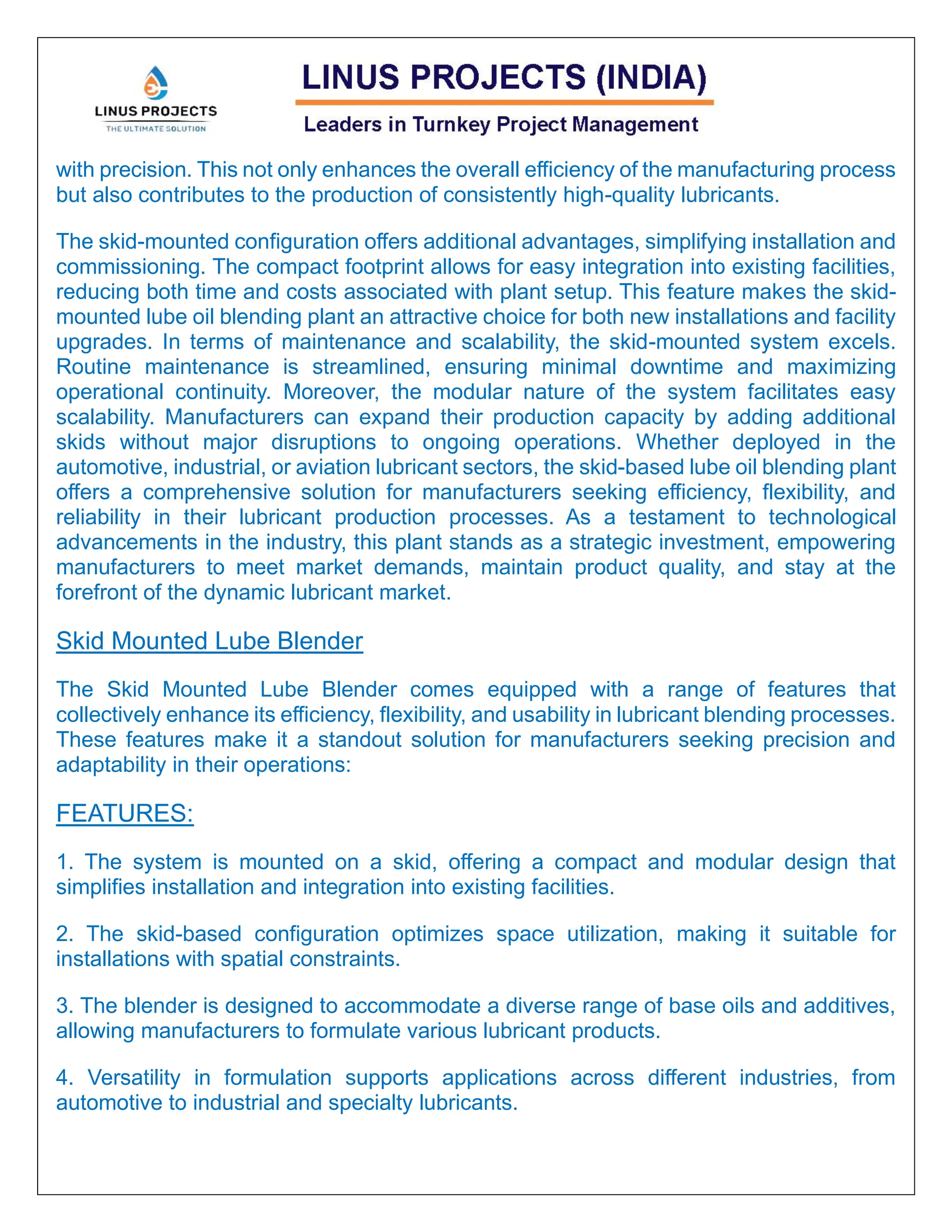 Lubricant Oil Blending Plant & Machinery | PDF