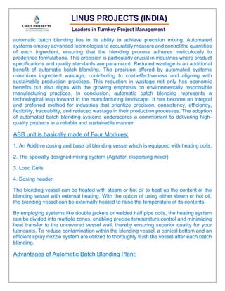 Lubricant Oil Blending Plant & Machinery | PDF