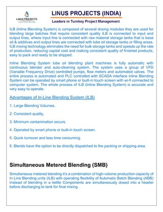Lubricant Oil Blending Plant & Machinery | PDF