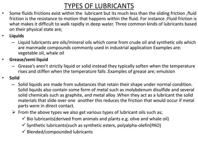 Lubricants | PPTX | Chemistry | Science
