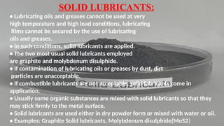 LUBRICANTS presentation slides with types functions and all | PPTX
