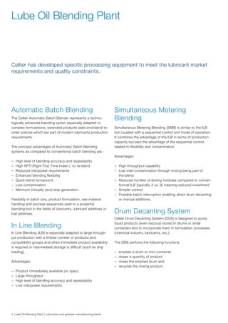 Lubricants and Greases Manufacturing Plants | PDF