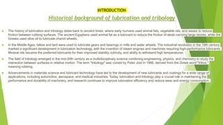 lubricants and tribology of the liquid and solids | PPTX